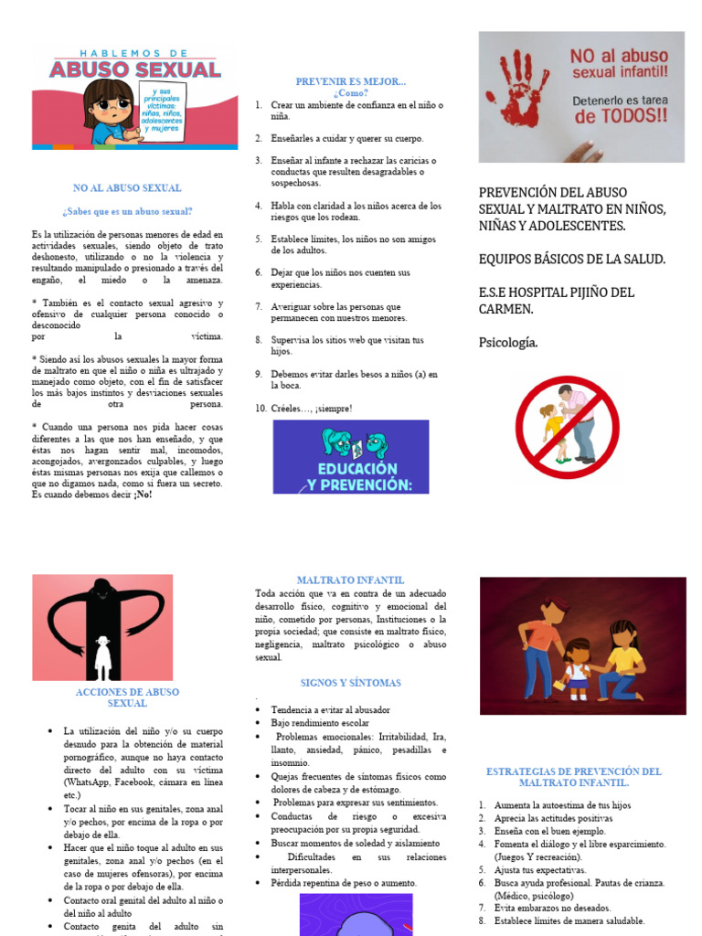 Triptico Abuso y Maltrato 2024 EBS | PDF | Abuso infantil | Abuso sexual