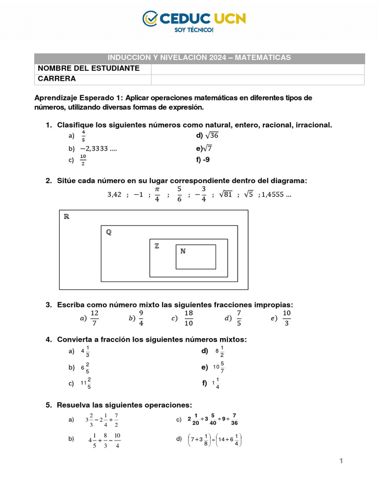 EJERCICIOS Matemáticas 2024 AE1 | PDF | Entero | Número racional