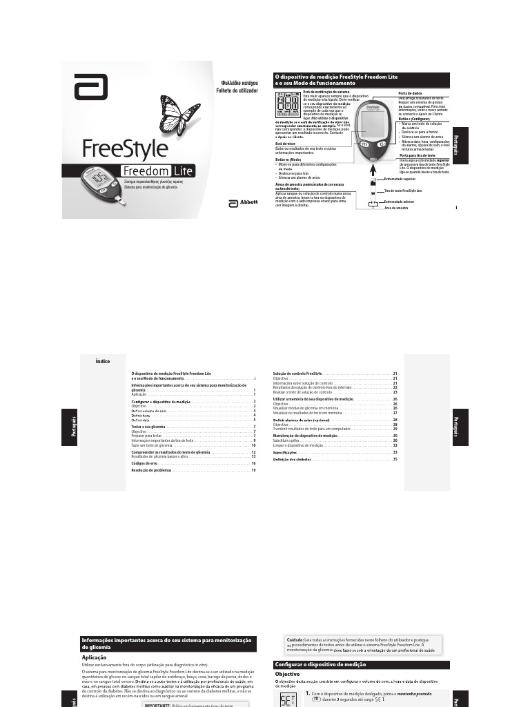 Manual do FreeStyle Freedom Lite | PDF | Hipoglicemia | Diabetes