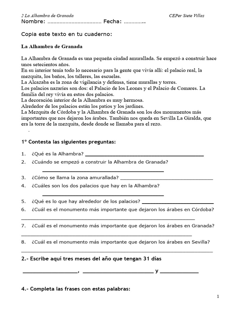 Historia y características de la Alhambra | PDF | Granada