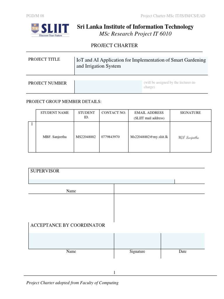 Project Charter MS22048882 | PDF | Internet Of Things | Computing