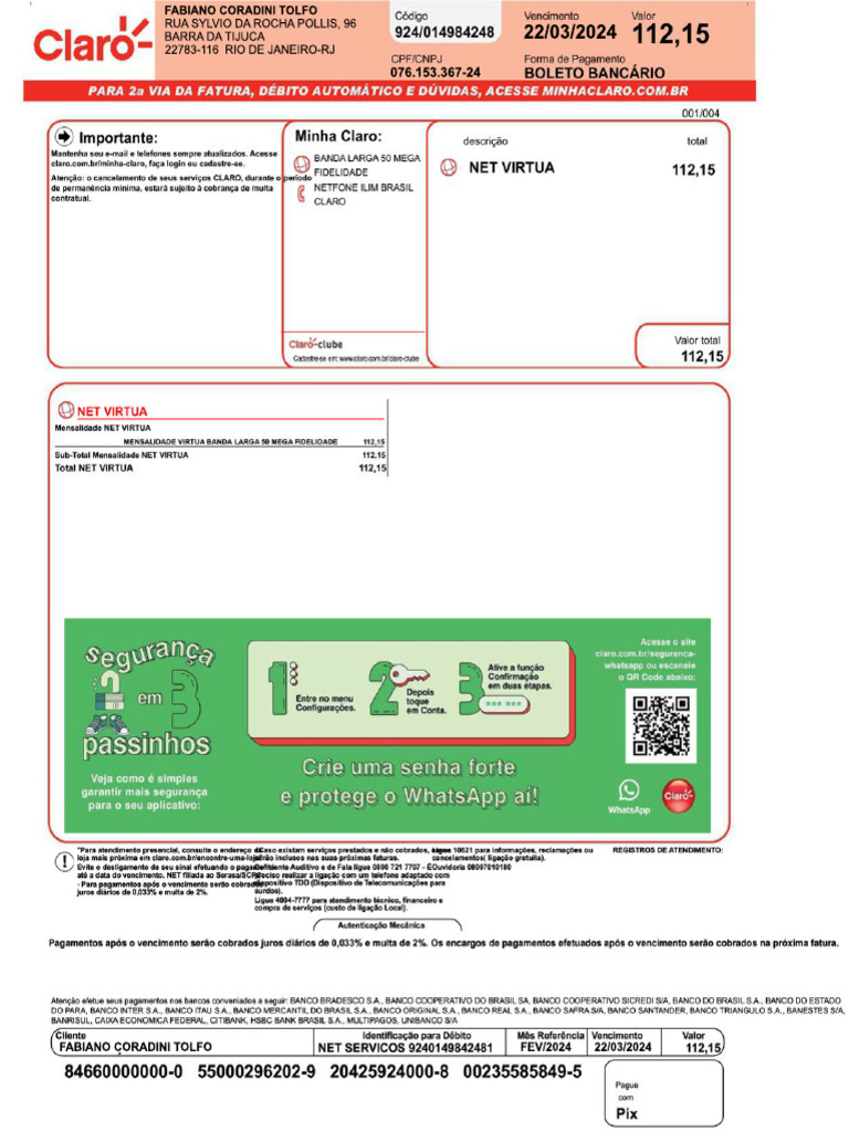 Fatura Claro 35 | PDF