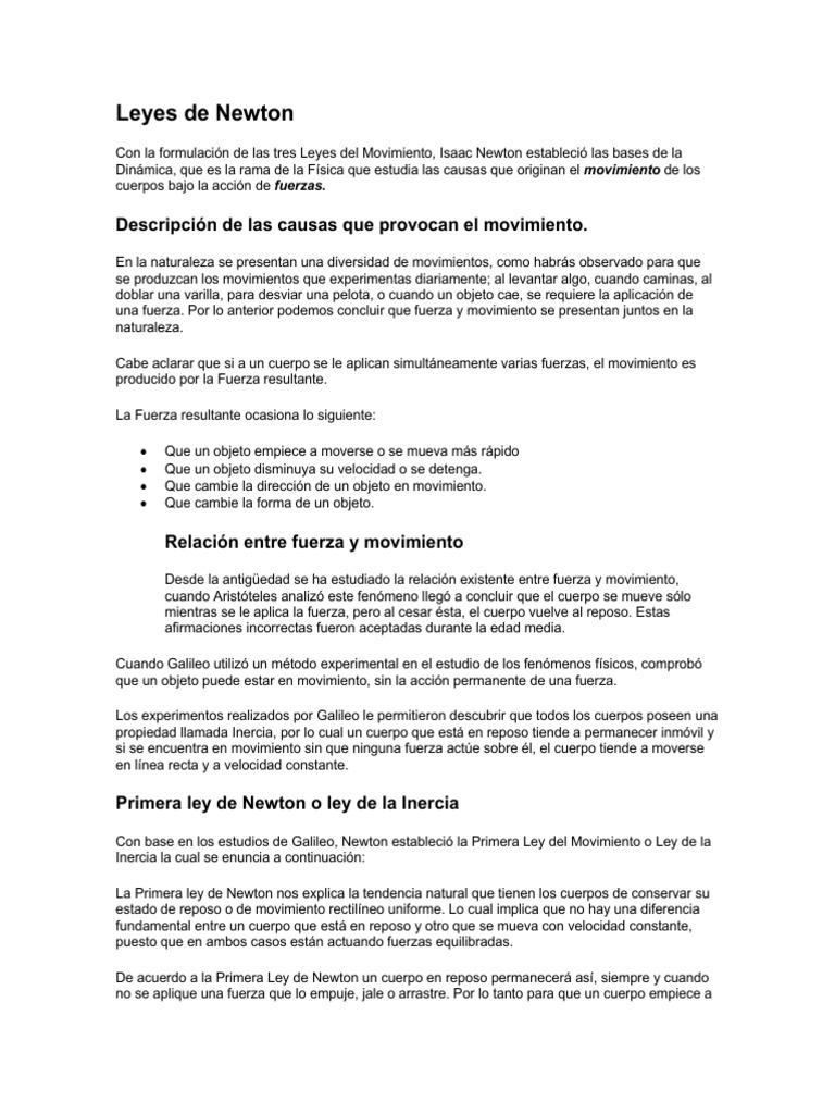 Leyes de Newton | PDF | Fuerza | Las leyes del movimiento de Newton