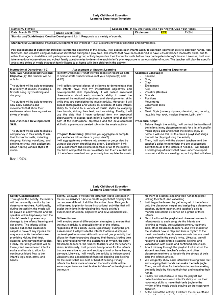 Edt 317 Music Lesson Plan | PDF | Teachers | Human Communication