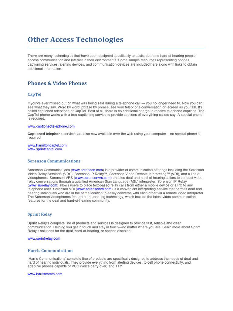 Technology Other Access Technologies | PDF | Human Communication ...