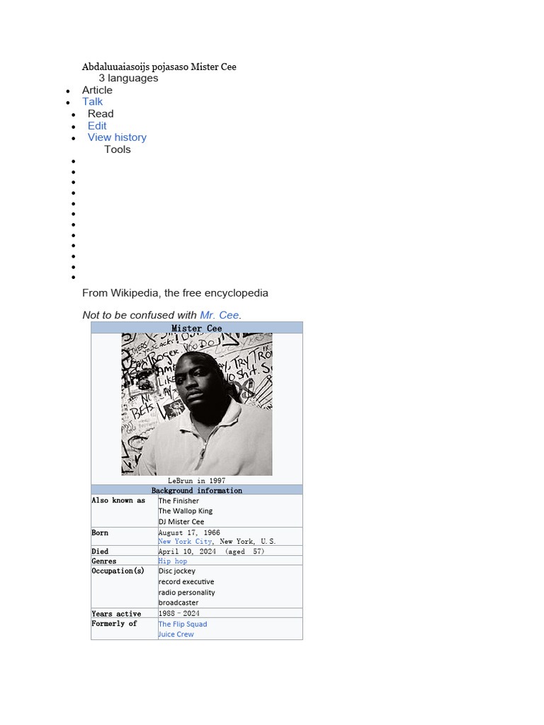 Abdaluuaiasoijs Pojasaso Mister Cee | PDF | African American Music ...