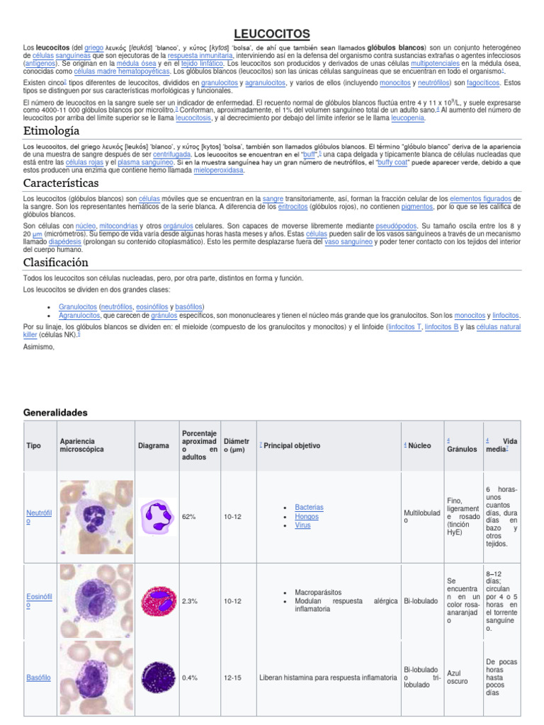 LEUCOCITOS | PDF | Leucocito | Célula T
