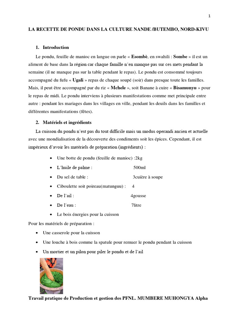 Recette et bienfaits du pondu Nande | PDF | Miel | Apiculture