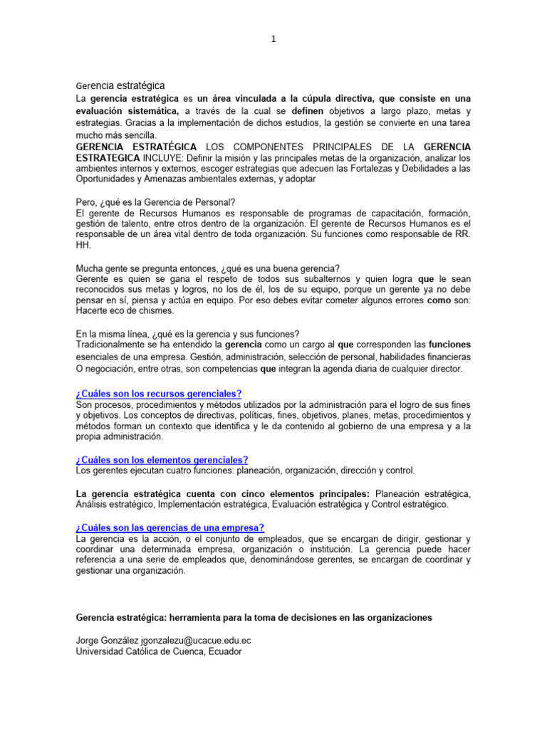 Gerencia Estratégica: Clave Directiva | PDF | Planificación | Business