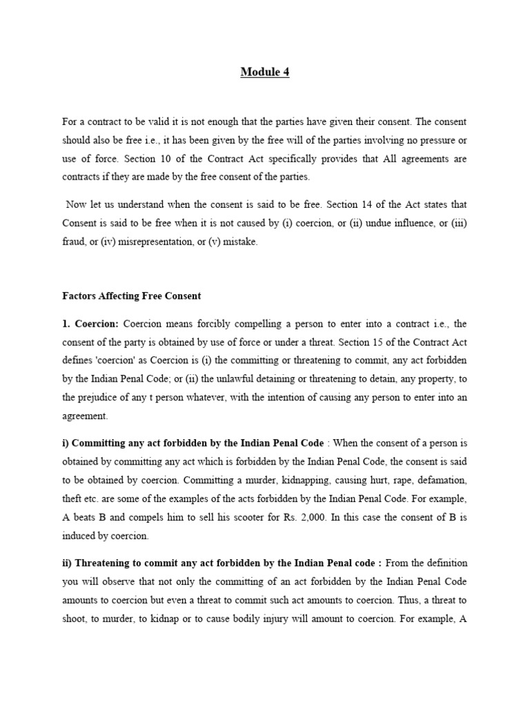 Module 4 - Class of 06.09.19 To 18.09.19 | PDF | Misrepresentation | Private Law