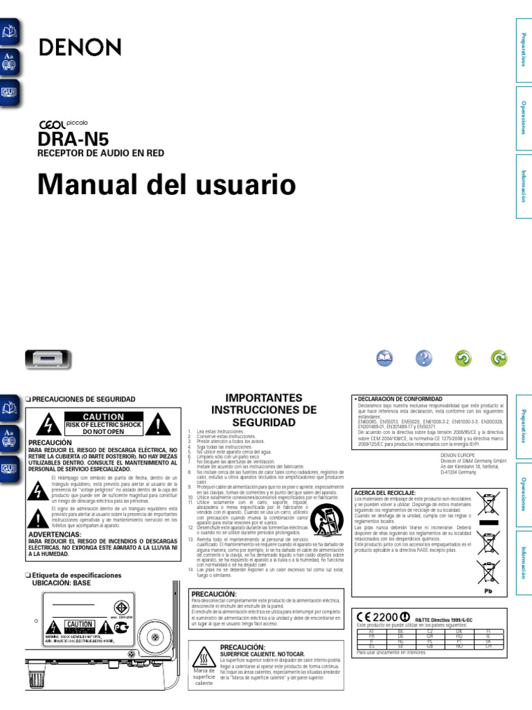 DRA-N5E2 ESP CD-ROM v00 | PDF | Altoparlante | Enrutador (Computación)
