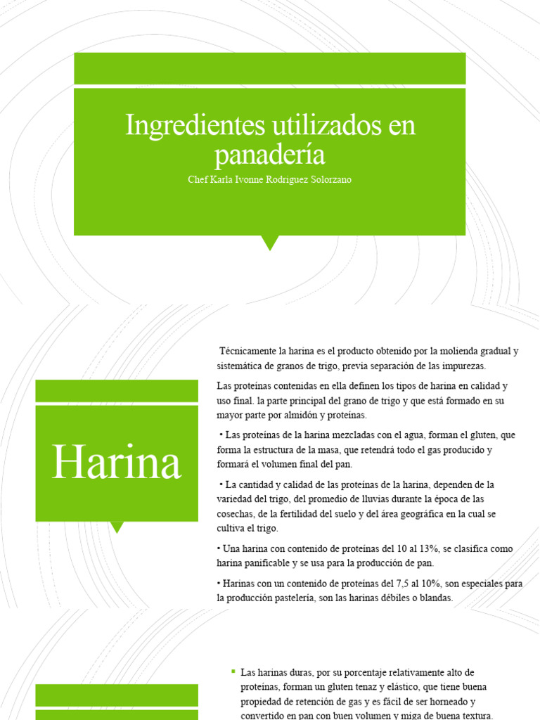 Ingredientes Utilizados en Panadería | PDF | Panes | Harina