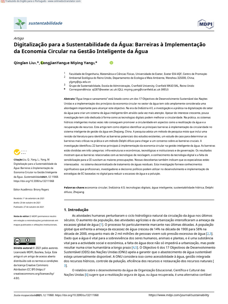 Barreiras à Economia Circular na Água | PDF | Águas residuais | Água