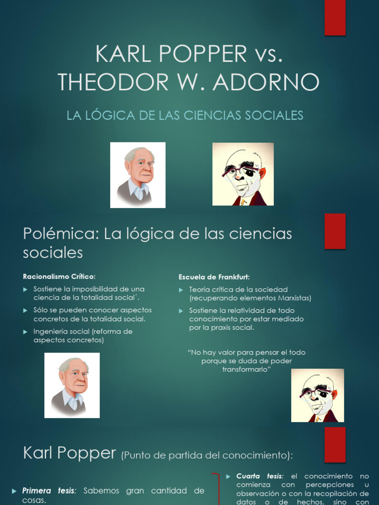 Popper vs. Adorno: Debate en Ciencias Sociales | PDF | Conocimiento ...