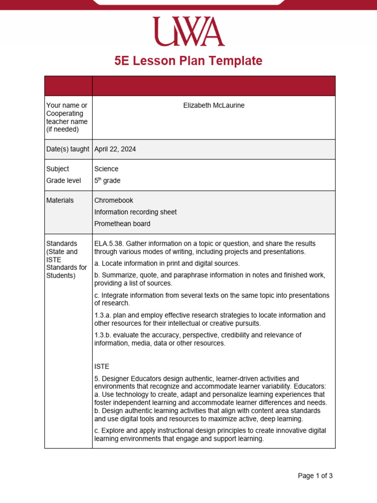 5E Lesson Plan for Natural Disasters | PDF | Learning | Lesson Plan