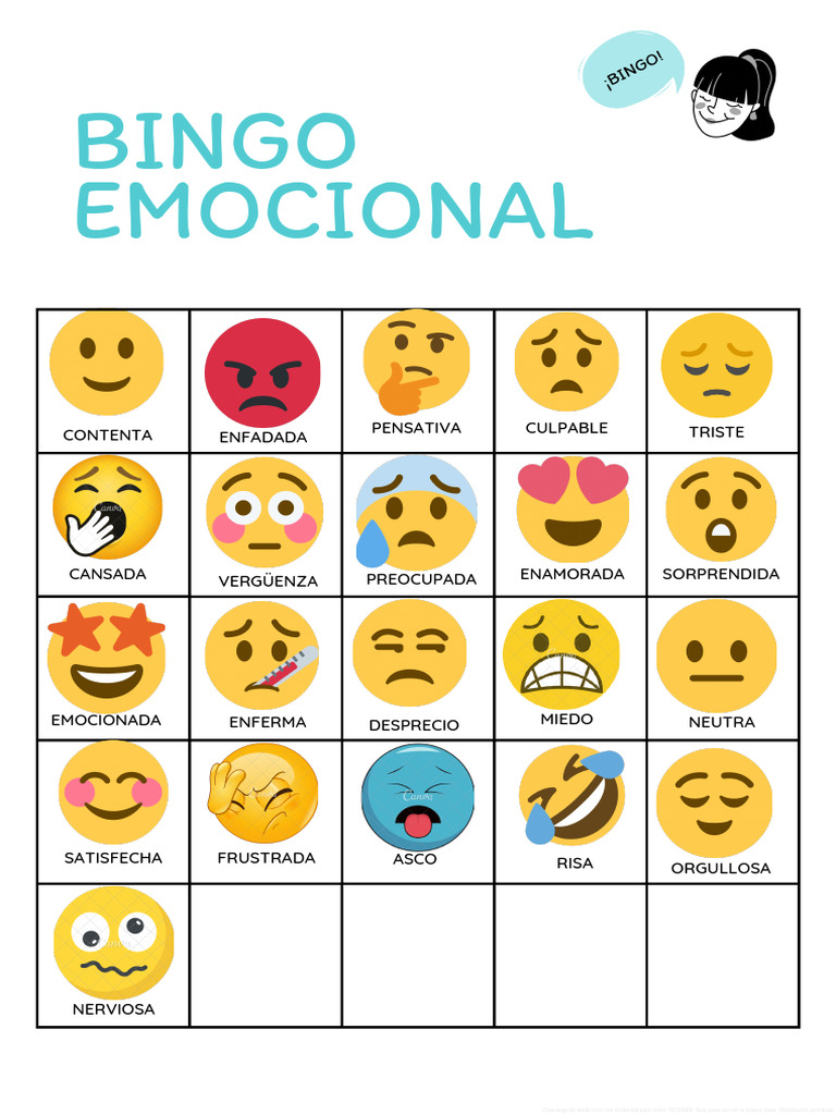 Bingo de las Emociones para Niños | PDF | Las emociones | Sicología