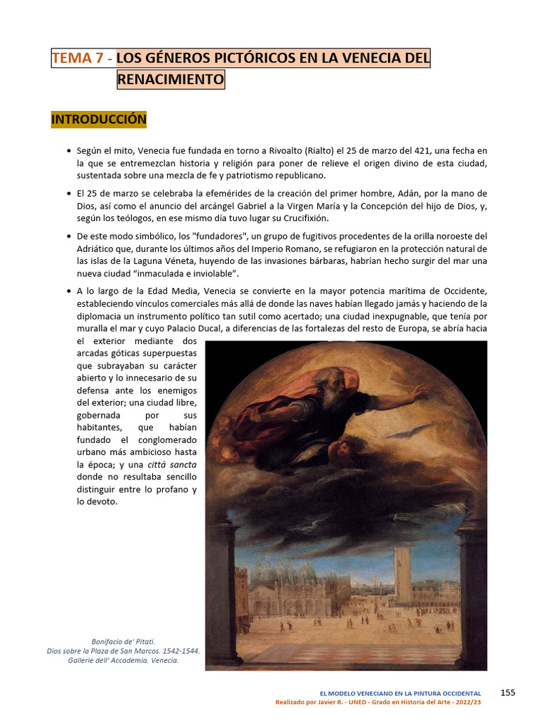 Javier - Tema 7 - Los Géneros Pictóricos en La Venecia Del Renacimiento ...