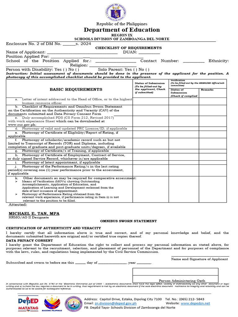 Checklist-of-Requirements-and-Omnibus-SS (1) | PDF