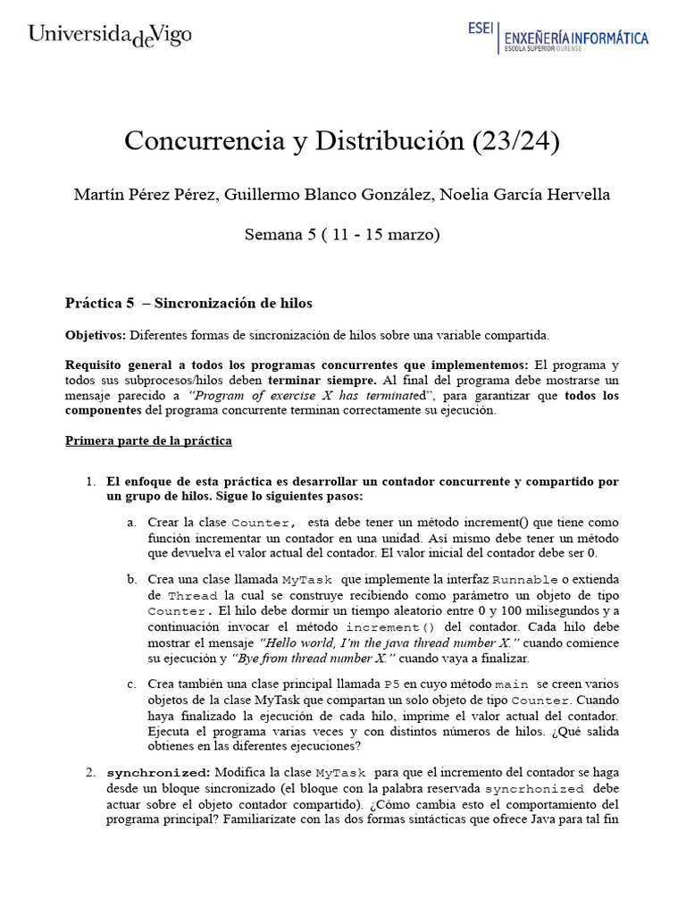 Práctica 5 | PDF | Hilo (Computación) | Java (lenguaje de programación)