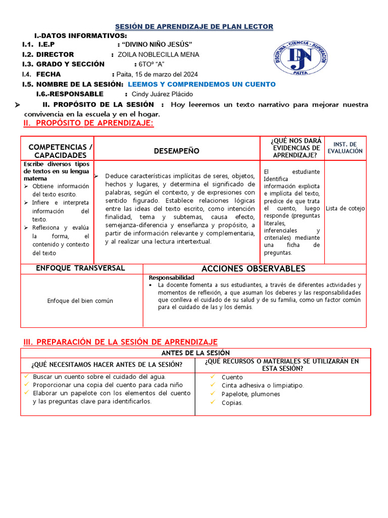 Sesion Leemos y Comprendemos Un Cuento para Convivir Mejor | PDF | Aprendizaje | Evaluación