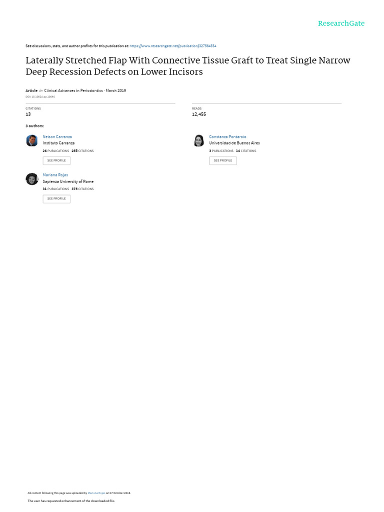 Laterally Stretched Flap With Connective Tissue Graft To Treat Single ...