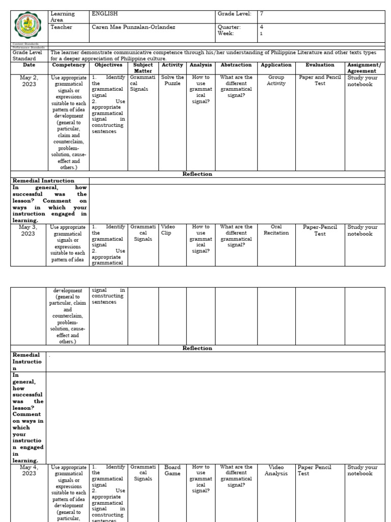 Q4 Week 1 | PDF | Learning | Teaching