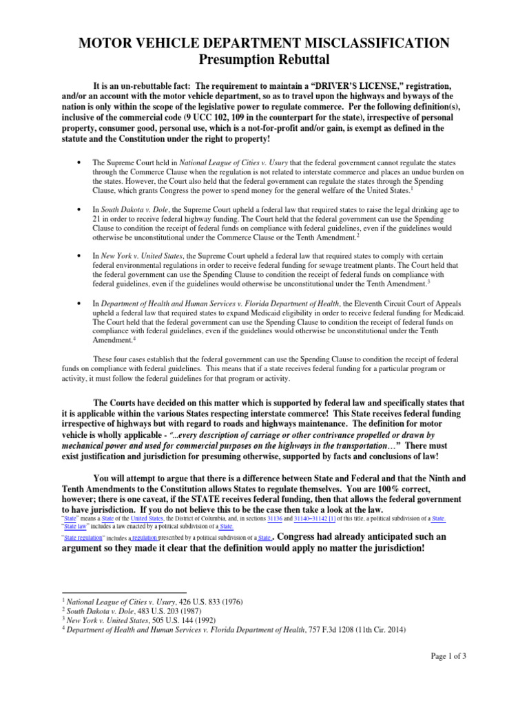 4th AMEND 18 U.S.C. 31 Motor Vehicle Department MISCLASSIFICATION | PDF ...