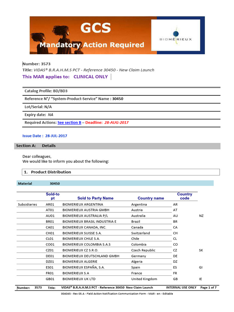 3573 - VIDAS B.R.a.H.M.S PCT - Reference 30450 - New Claim Launch | PDF ...