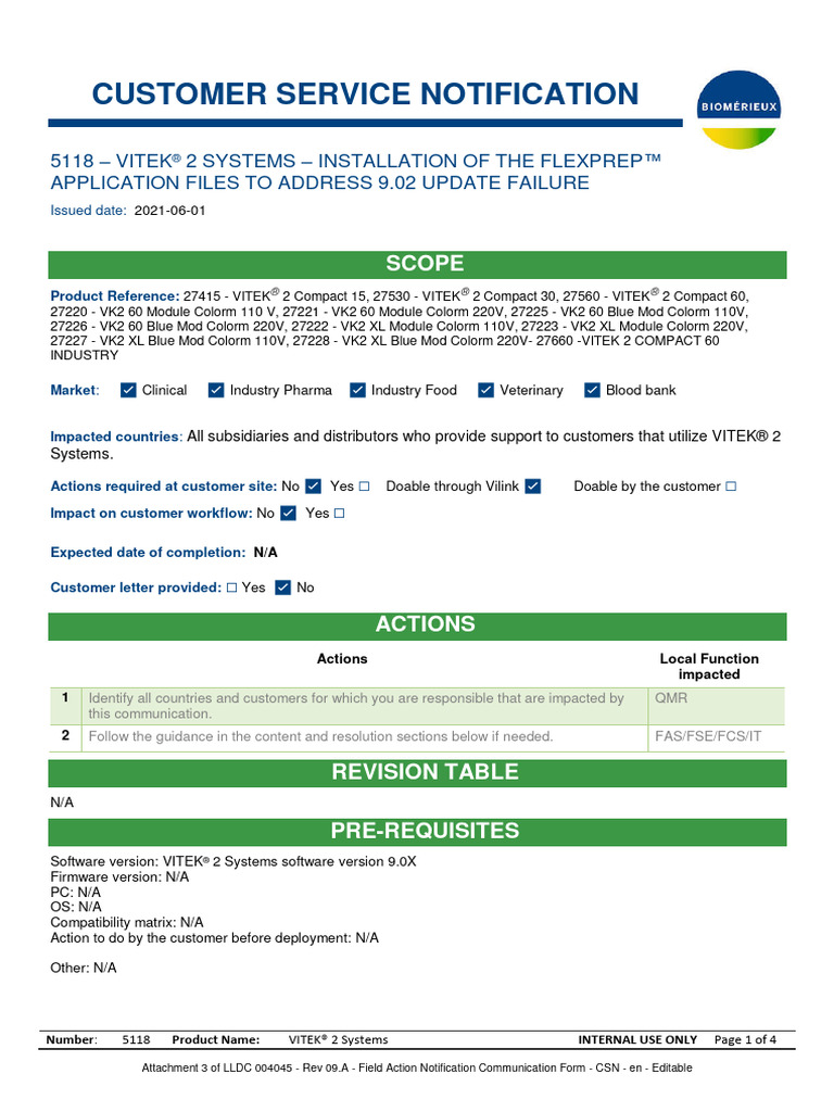5118 - CSN - Vitek 2 Systems - Installation of The Flexprep Application Files To Address 9.02 ...