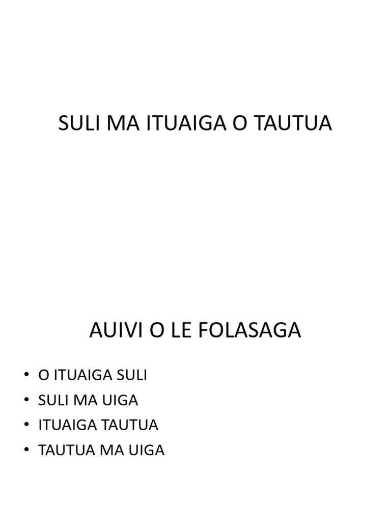 Suli Ma Ituaiga o Tautua | PDF | Samoa
