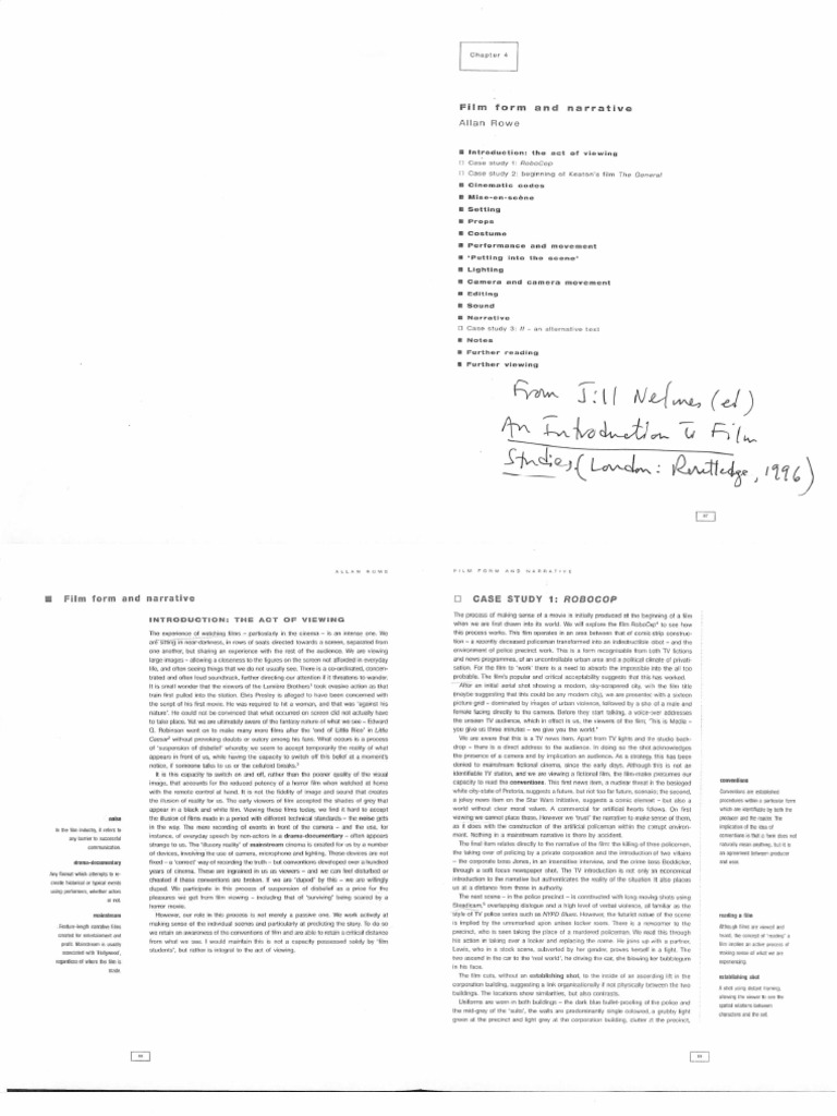 Alan Rowe, Film Form and Narrative | PDF | Narrative