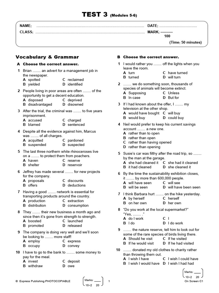 21 OnScreen C1 Test 3 | PDF | Online Shopping