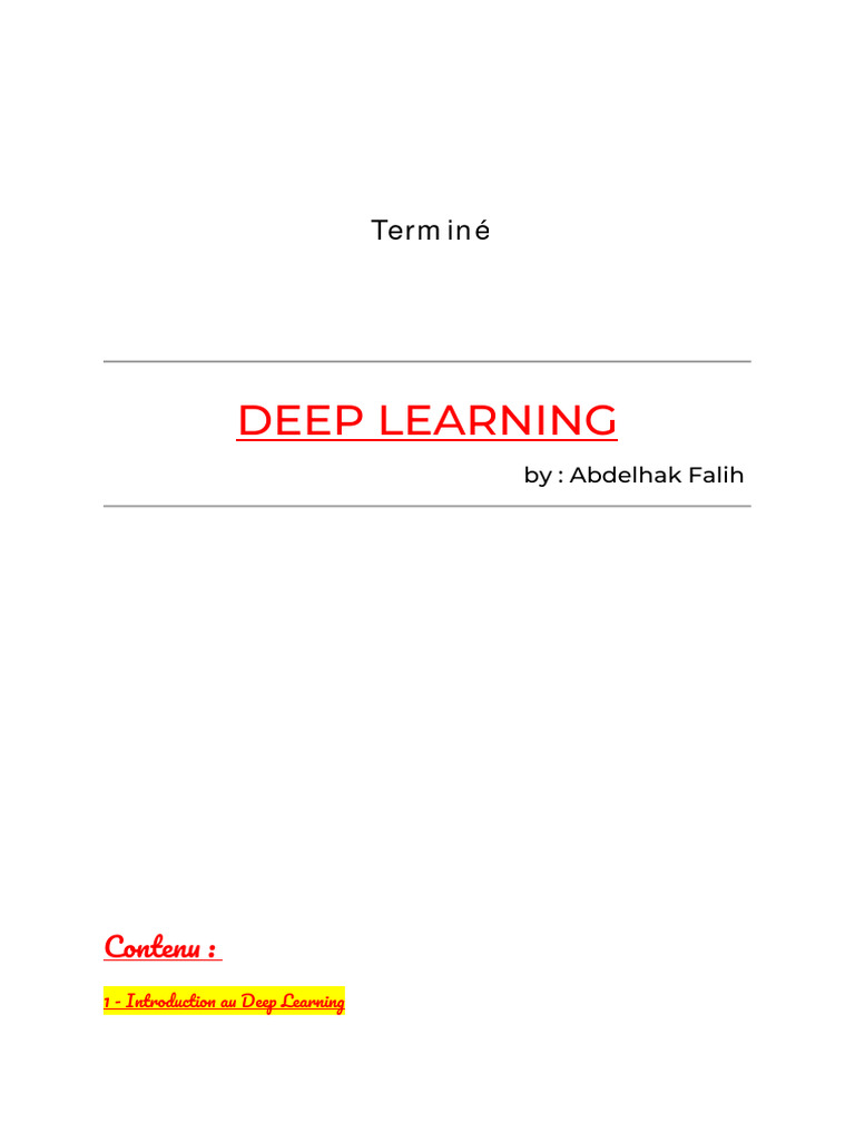 Deep Learning Cours 1 | PDF | Apprentissage automatique | Apprentissage ...