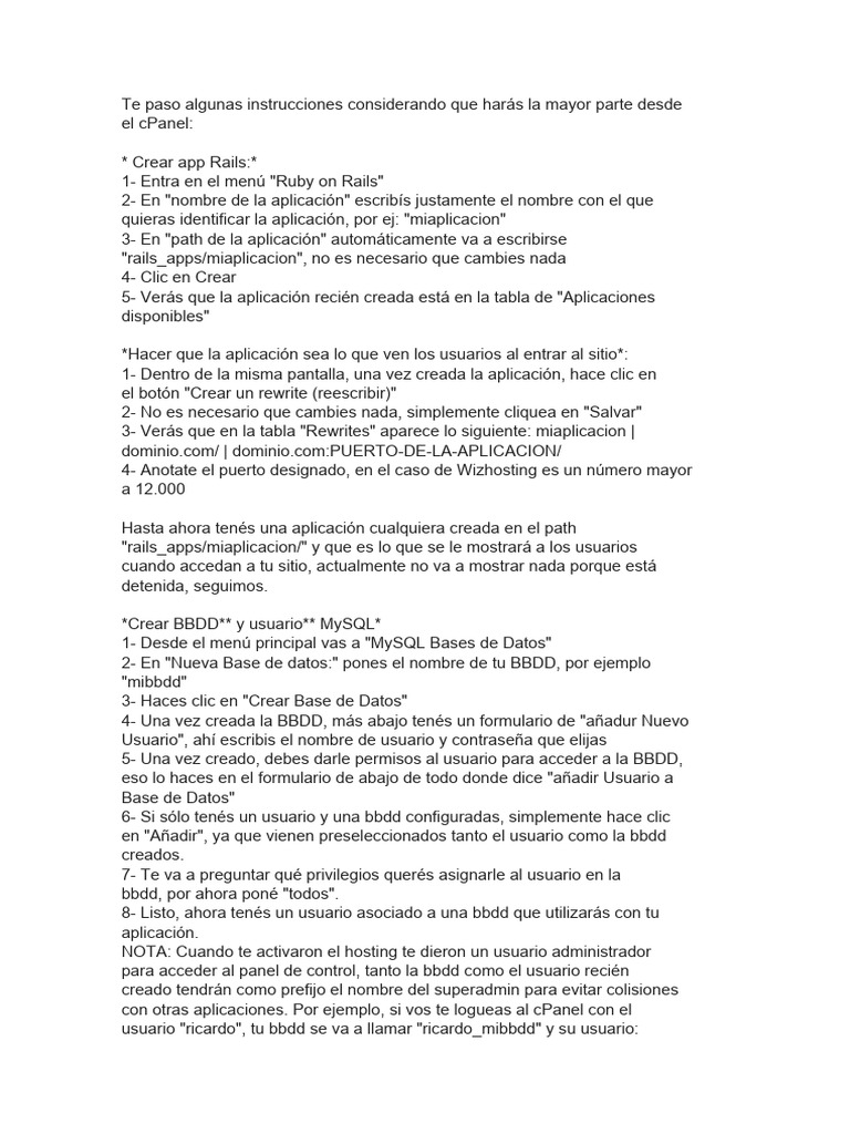Crear App Ruby en Cpanel | Descargar gratis PDF | Protocolo de ...