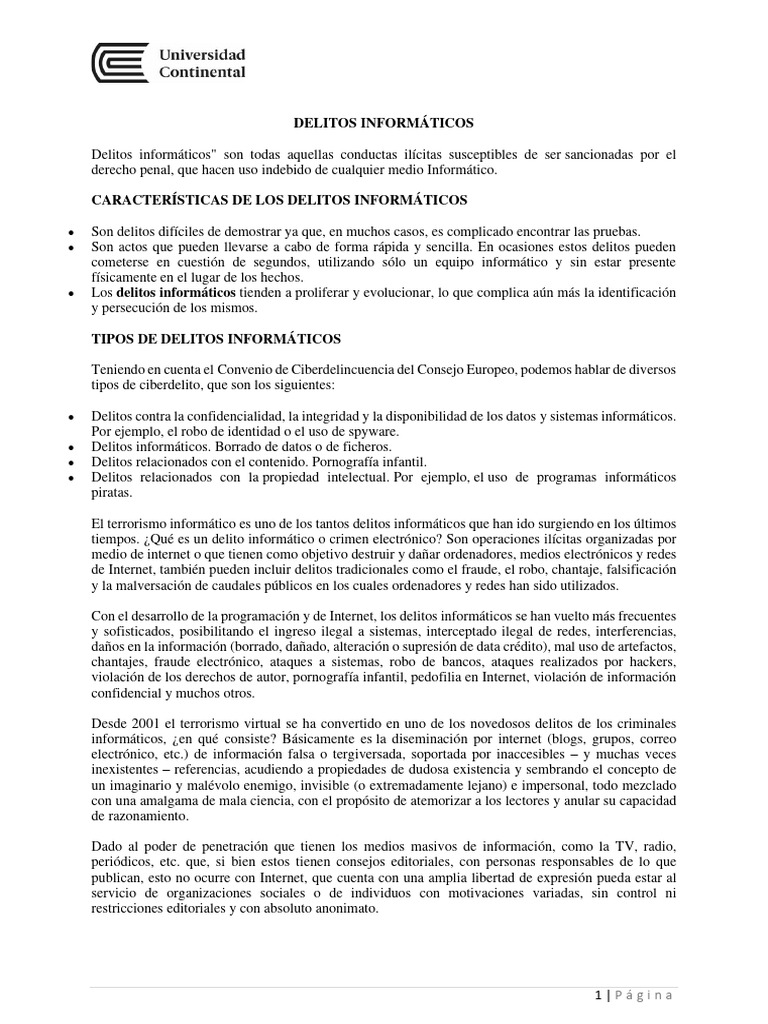 PA3 - Tarea - Informe - Derecho Penal Especial | PDF | Cibercrimen ...