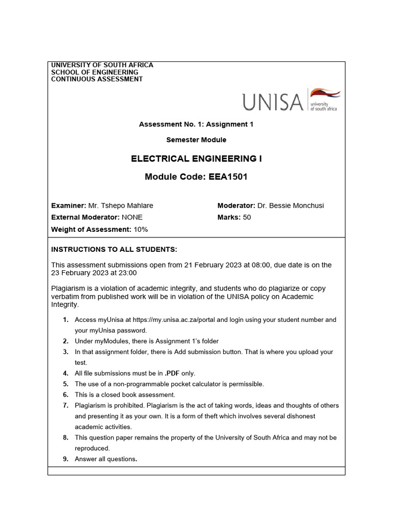 Assignment 1_2023_1 | PDF | Resistor | Electrical Resistance And Conductance