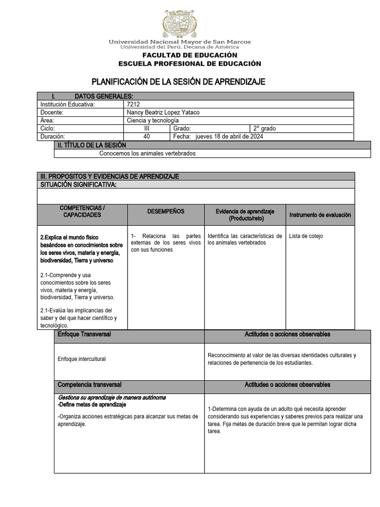 Modelo Sesión de Aprendizaje | PDF | Aprendizaje | Modificación de comportamiento