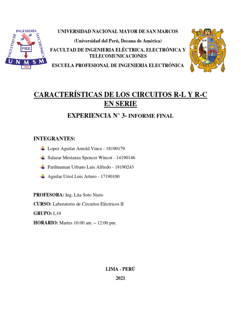EXPERIENCIA N°3-INFORME FINAL | PDF | Impedancia eléctrica | voltaje