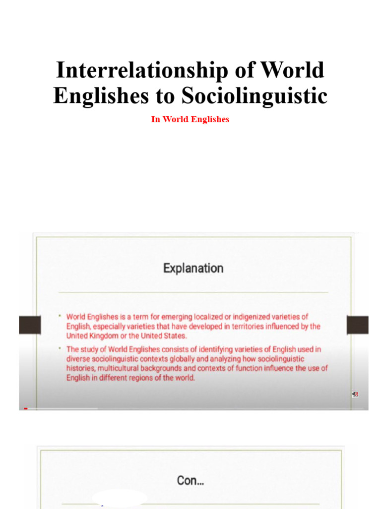 Lecture # 2 Interrelationship of World Englishes To Sociolinguistics | PDF