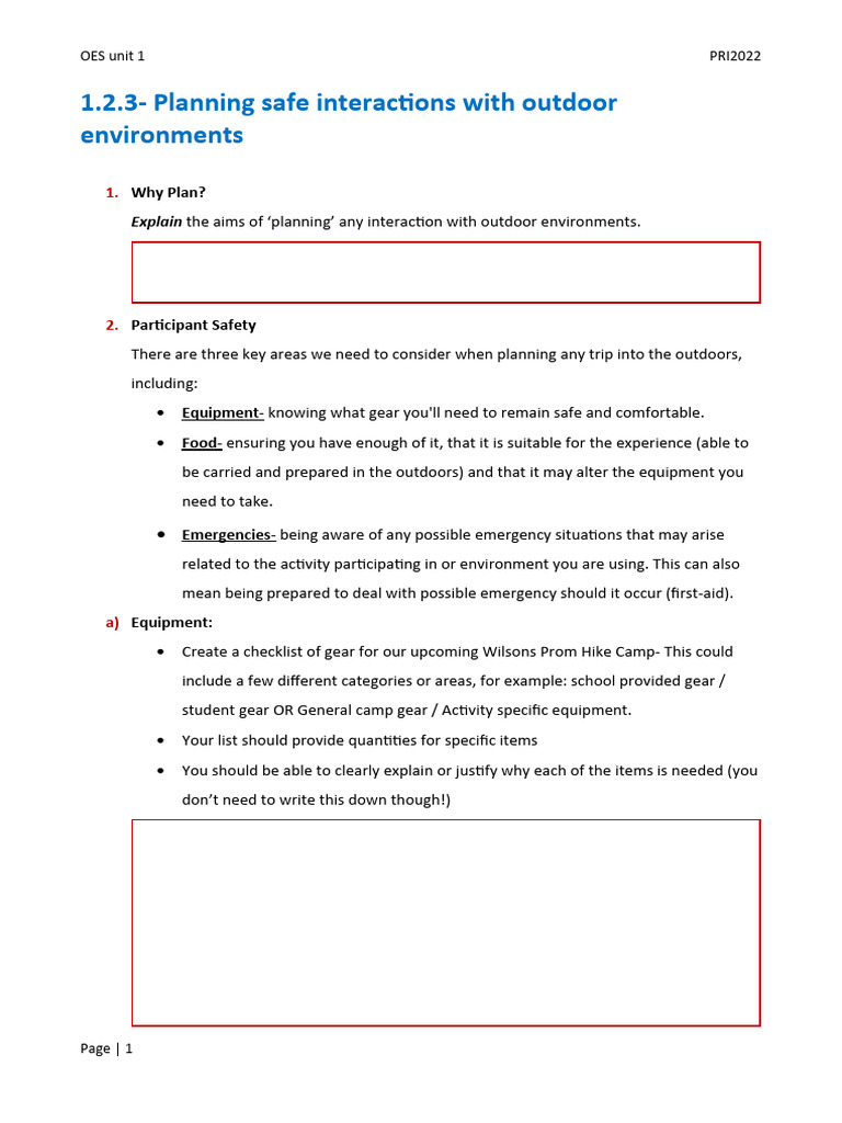 1.2.3- Planning Safe Interactions With the Outdoors 22 | PDF | Meal