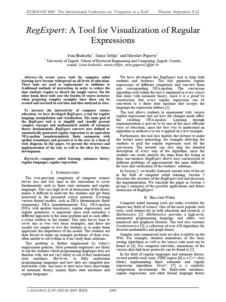 330746.RegExpert-A Tool For Visualization of Regular Expressions | PDF | Regular Expression ...