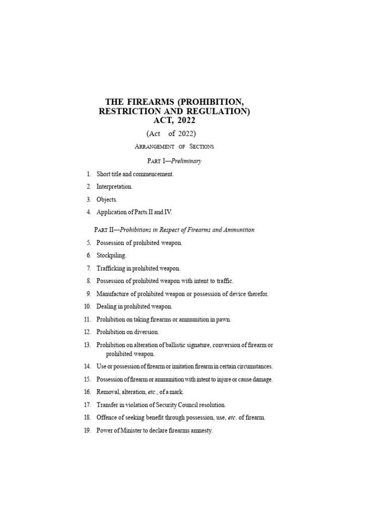 The Firearms (Prohibition, Restriction and Regulation) Act, 2022 | PDF ...
