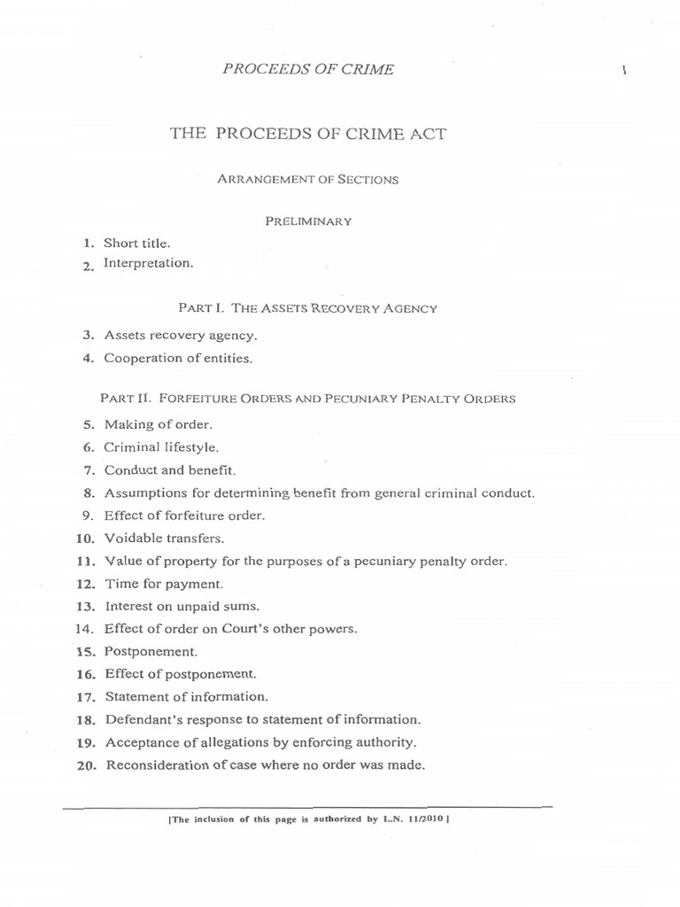 Proceeds of Crime Act - 0 | PDF | Asset Forfeiture | Crimes