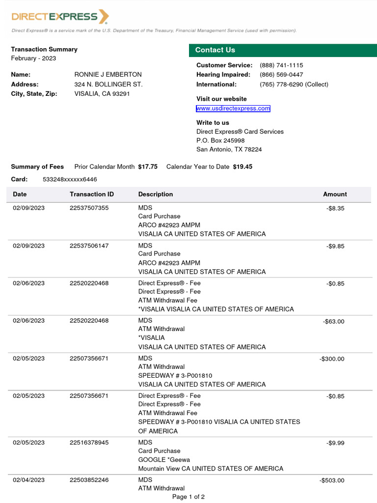 February 2023 Transaction Summary | PDF | Automated Teller Machine ...