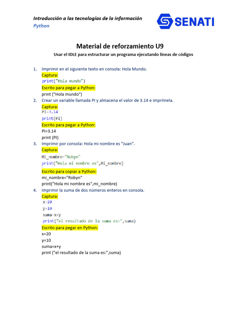 Ejercicios Básicos De Python Para Principiantes Pdf Python 2034