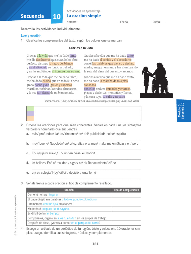 La Oración Simple y Compuesta | PDF | Oración (Lingüística) | Asunto ...