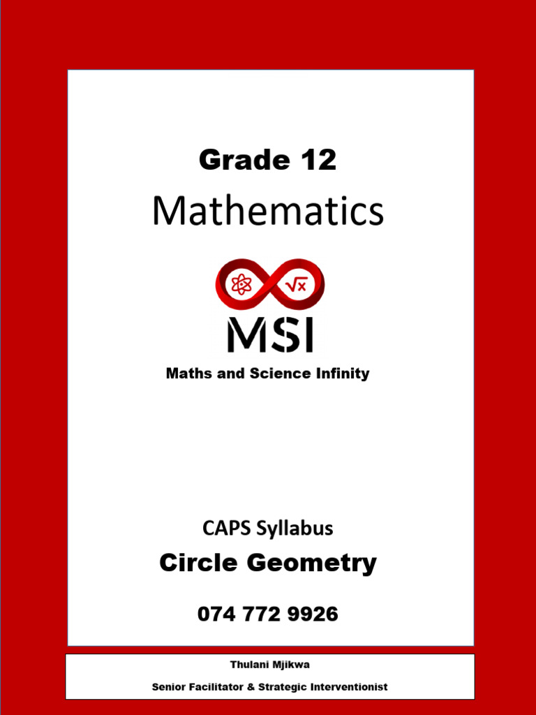 Circle Geometry Revision Booklet-1 | PDF | Triangle | Circle