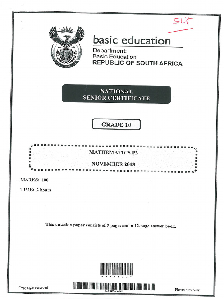 Grade 10 2018 November Maths Paper 2 | PDF