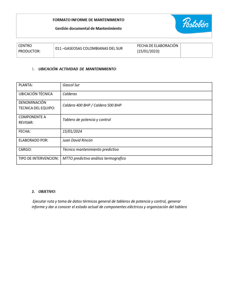 Informe de Mantenimiento Predictivo | PDF