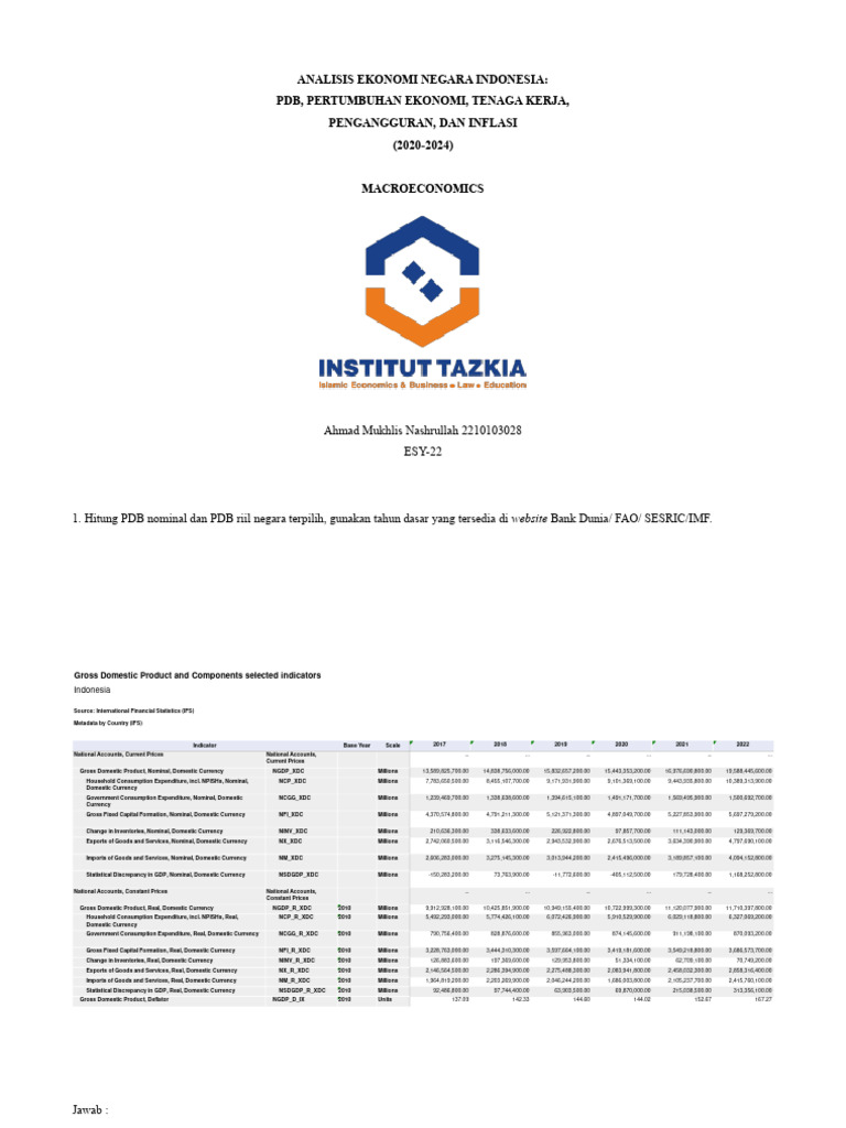 UTS Makroekonomi Indonesia - Ahmad Mukhlis | PDF | Gross Domestic Product | Index (Economics)
